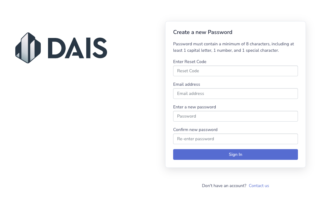 Forgotten password/password reset – DAIS Technology